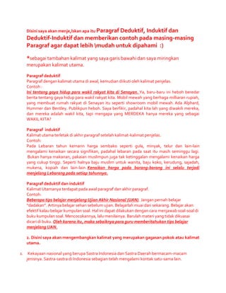 Contoh kalimat deduktif dan induktif | PDF