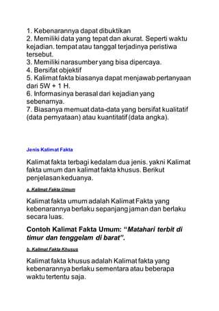 Contoh kalimat fakta dan opini | DOCX