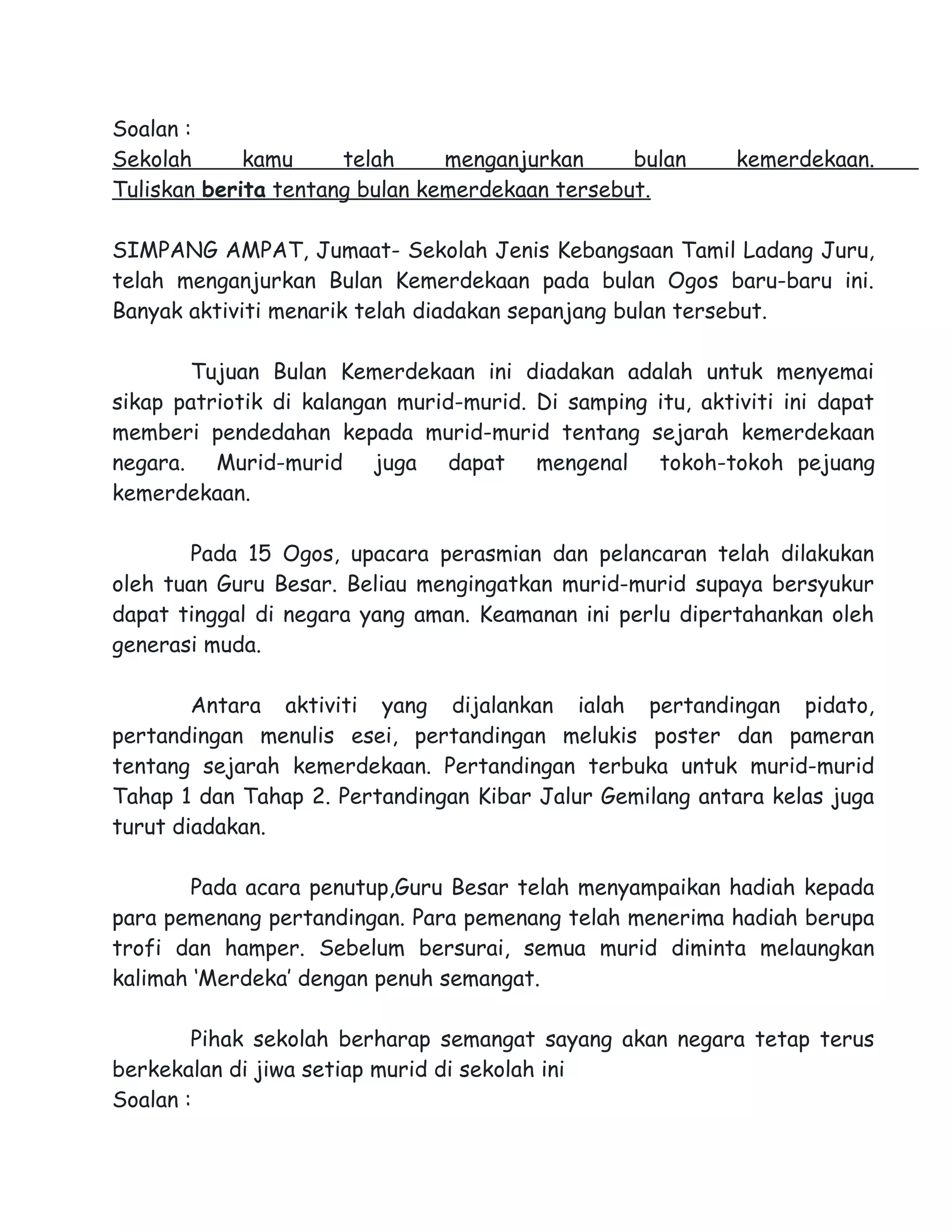 Contoh karangan bm | DOC