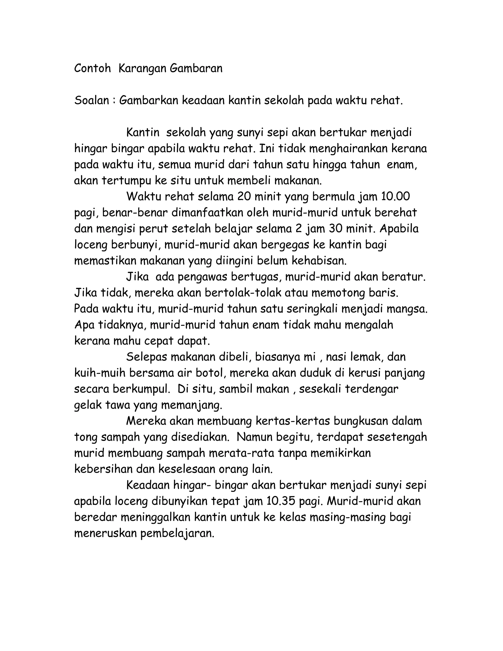 Contoh karangan gambaran | DOC