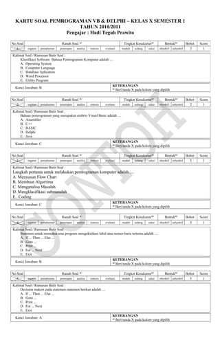 Contoh kartu soal (1) | PDF