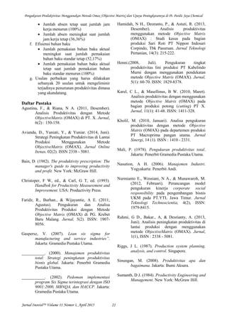 Studi Kasus (Artikel Ilmiah): Pengukuran Produktivitas dengan Objective ...