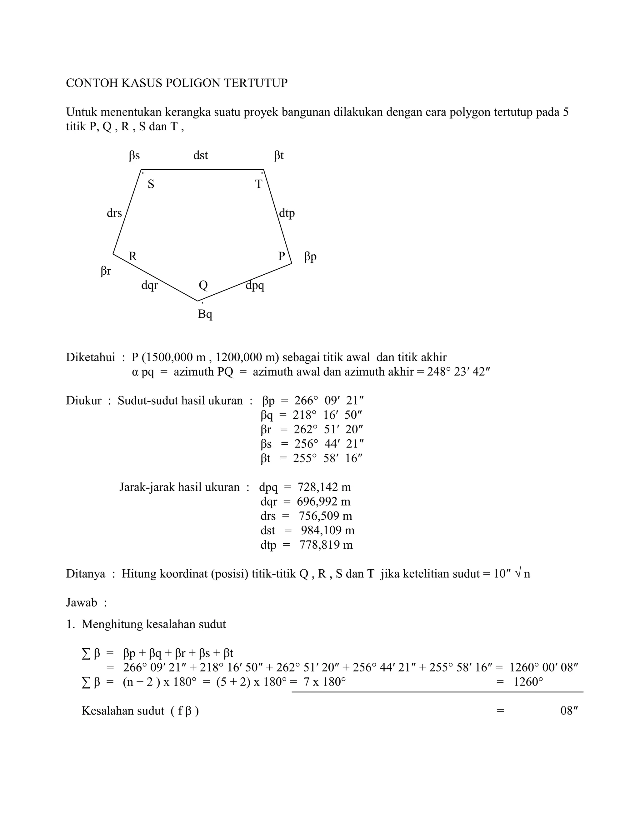 Contoh kasus poligon tertutup | DOC