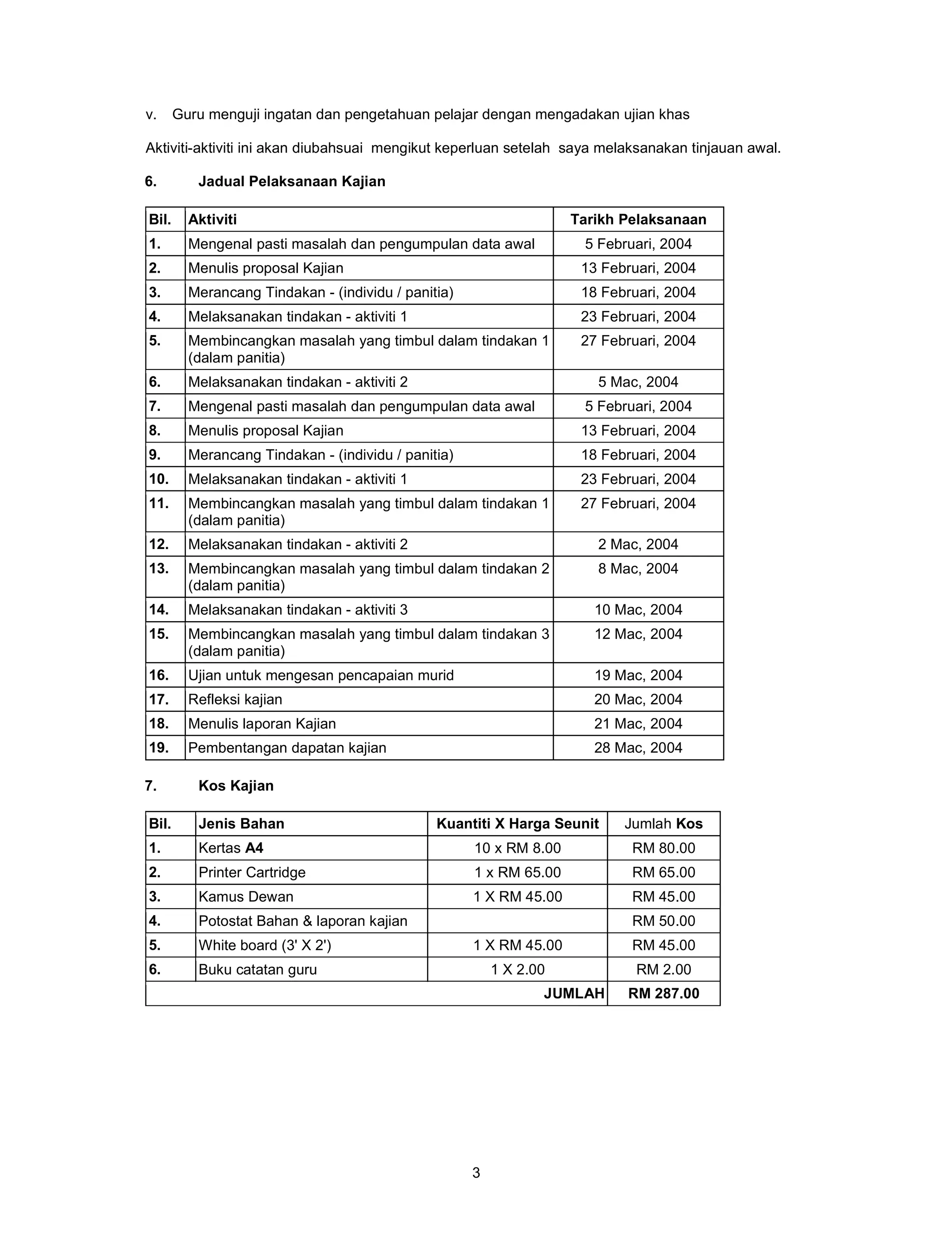 Contoh Kertas Cadangan Kajian Ttindakan | PDF