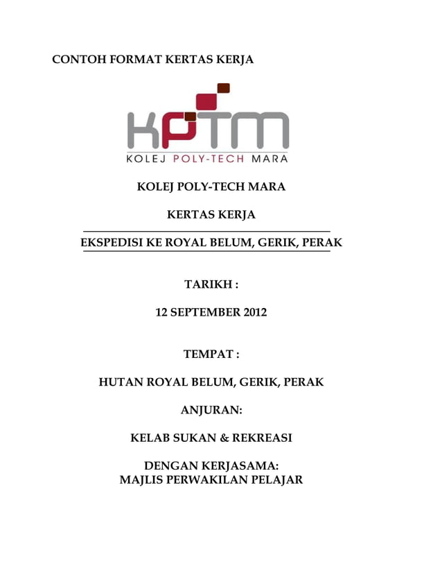 Contoh kertas kerja | DOC