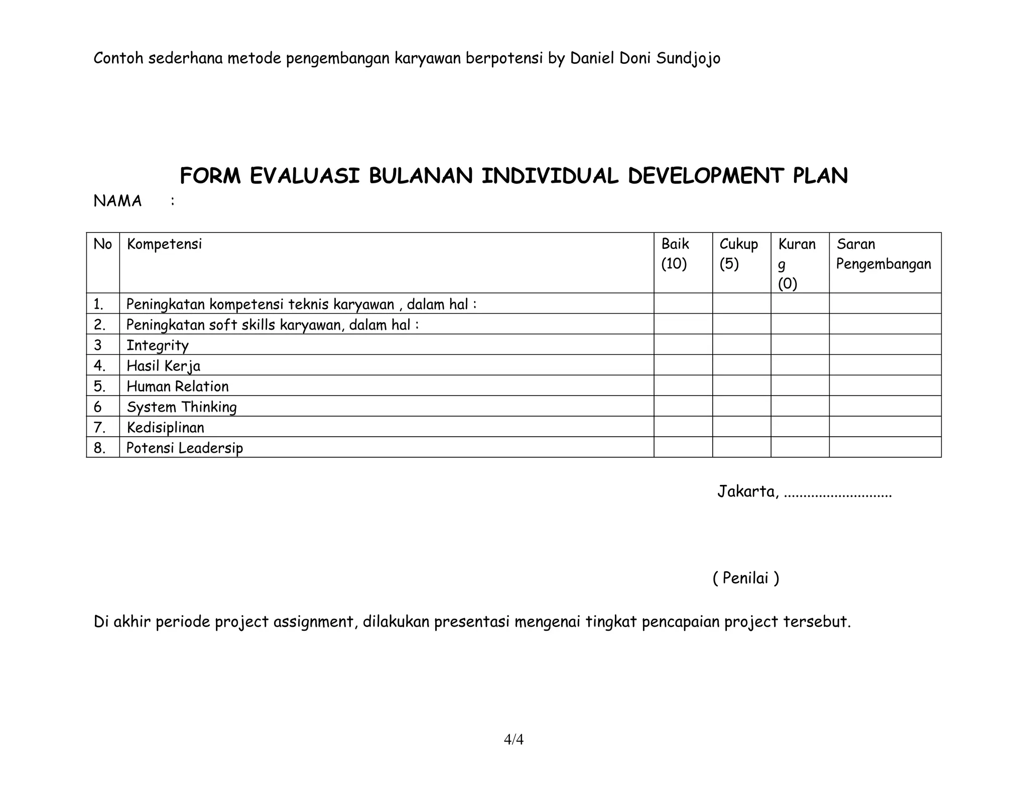 Contoh konsep pengembangan karyawan berpotensi by daniel doni sundjojo ...
