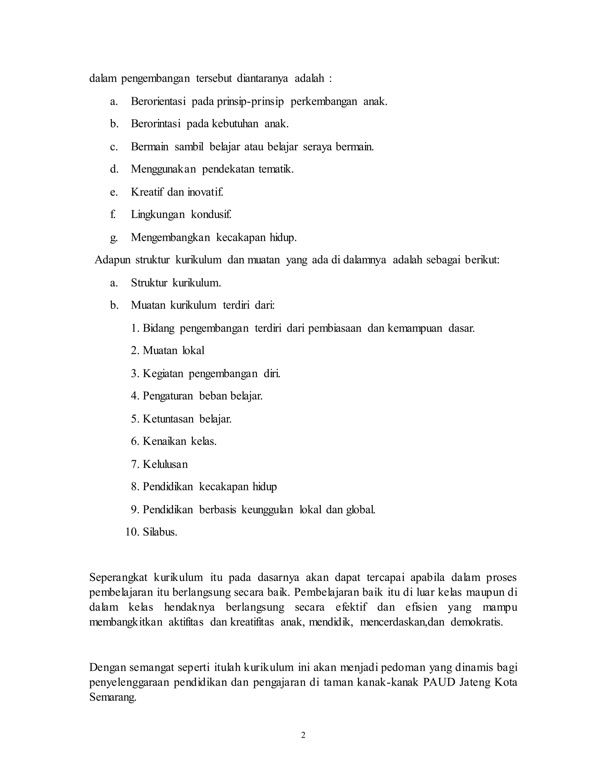 Contoh kurikulum ktsp paud 2013 | DOCX