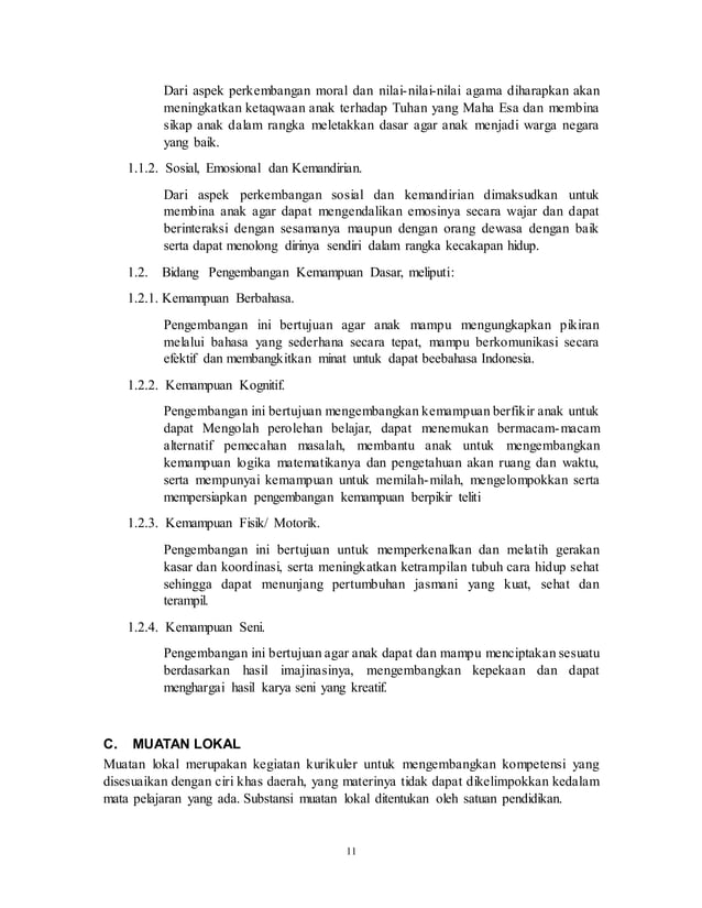 Contoh kurikulum ktsp paud 2013 | DOCX