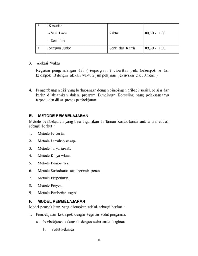 Contoh kurikulum ktsp paud 2013 | DOCX