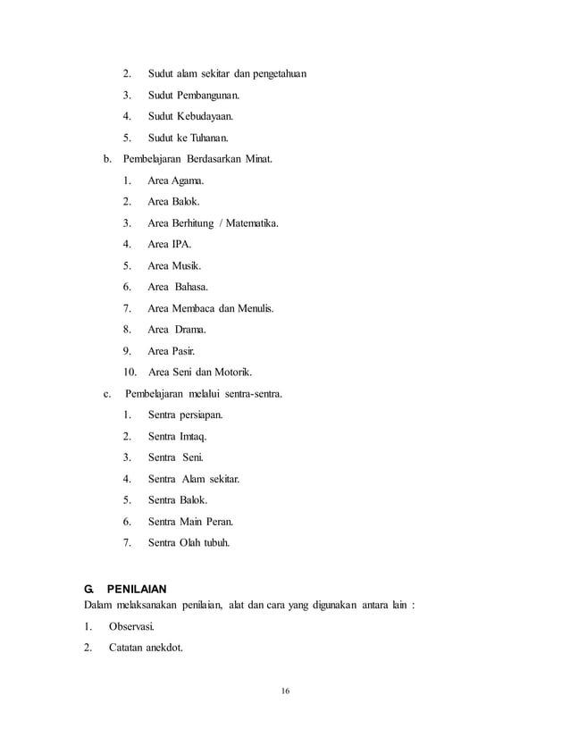 Contoh kurikulum ktsp paud 2013 | DOCX