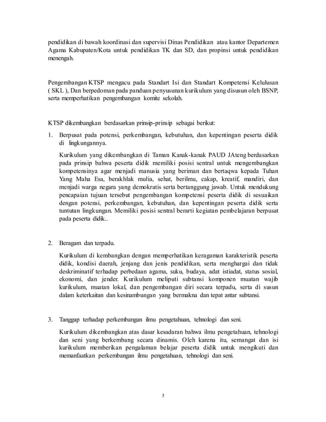 Contoh kurikulum ktsp paud 2013 | DOCX