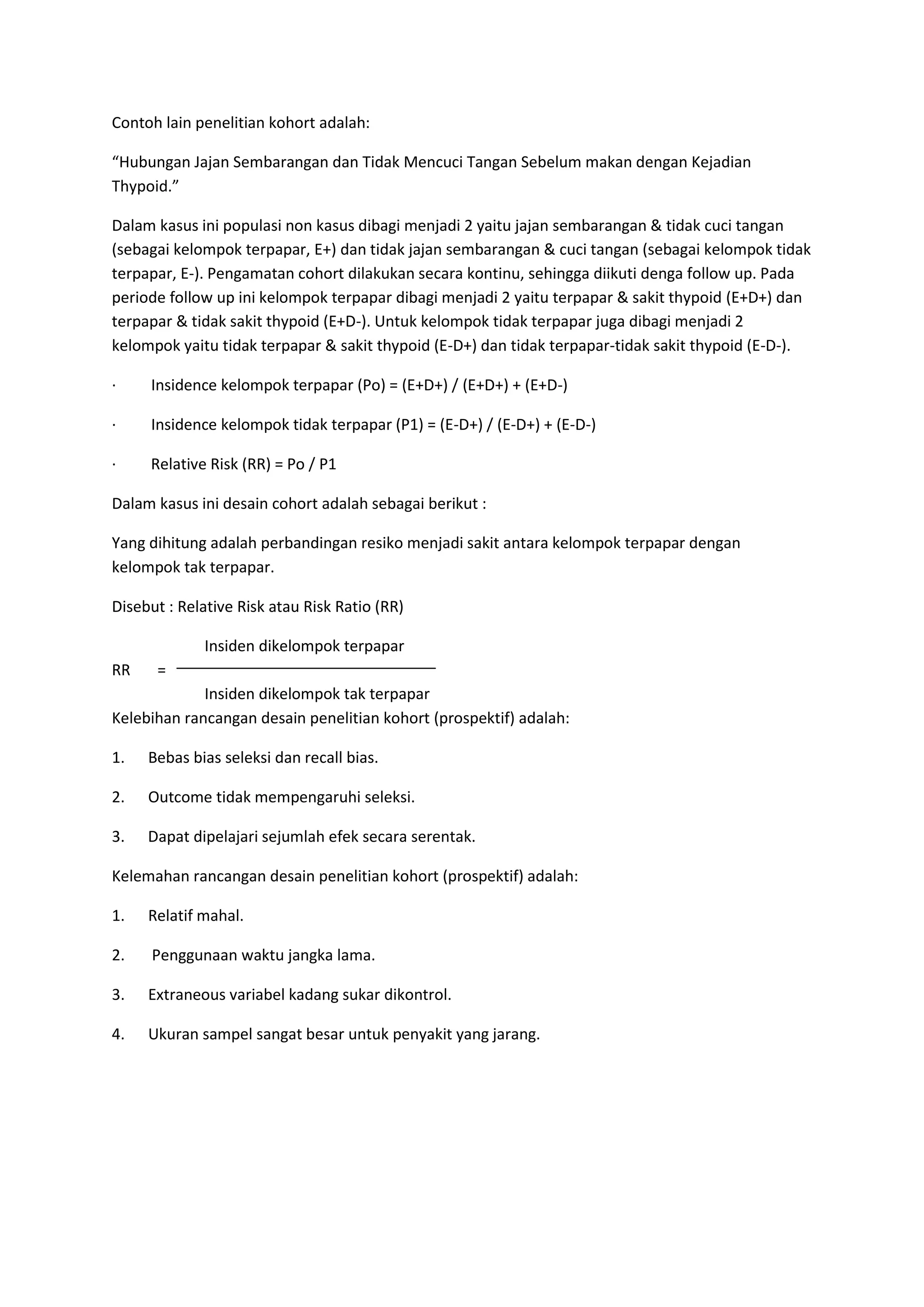 Contoh lain penelitian kohort adalah | DOCX