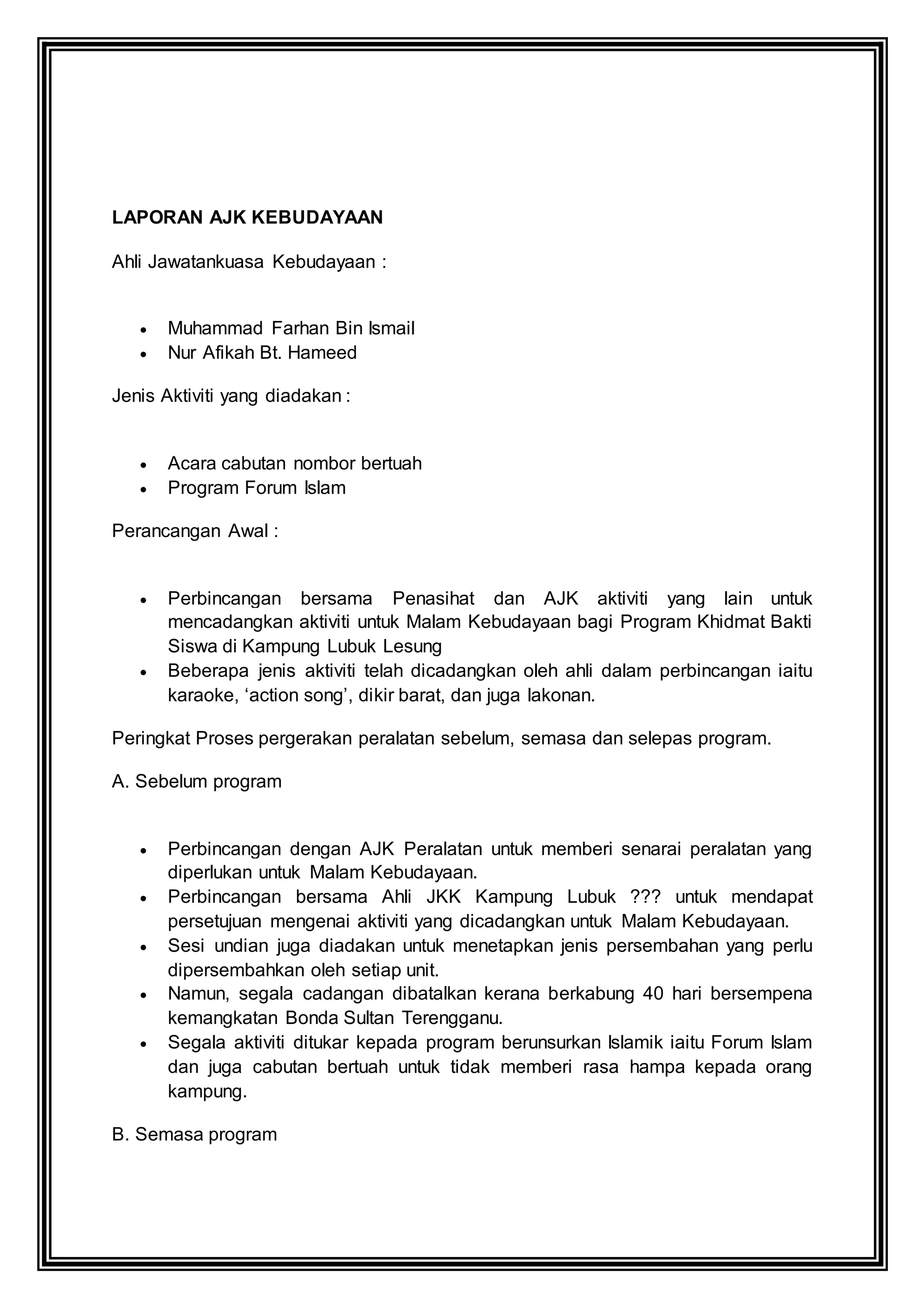 Contoh laporan ajk ko k (1) | DOCX