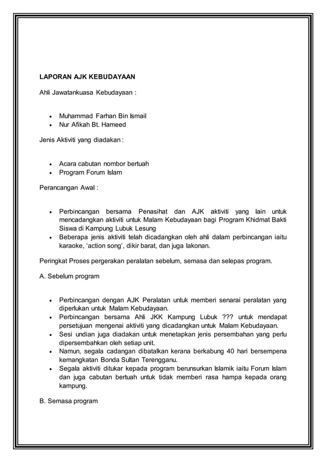 Contoh laporan ajk ko k (1) | DOCX