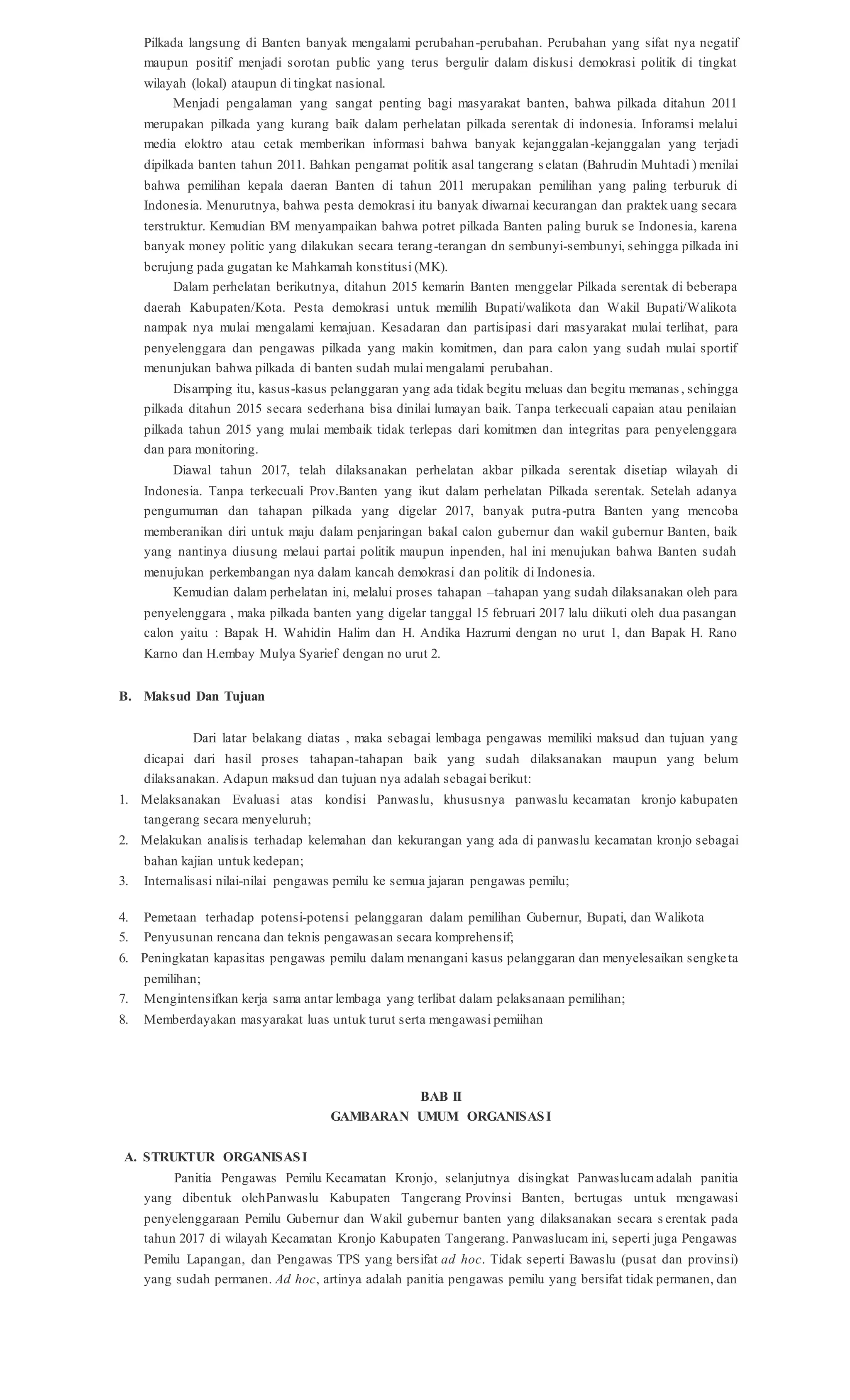 Contoh laporan akhir panwaslucam 2019 | DOCX