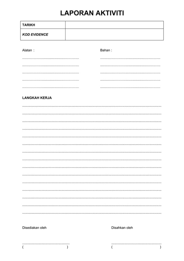 Contoh laporan aktiviti | DOC