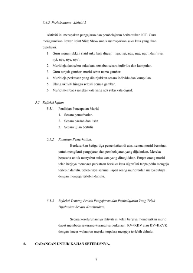 Contoh laporan kajian tindakan pemulihan | DOC