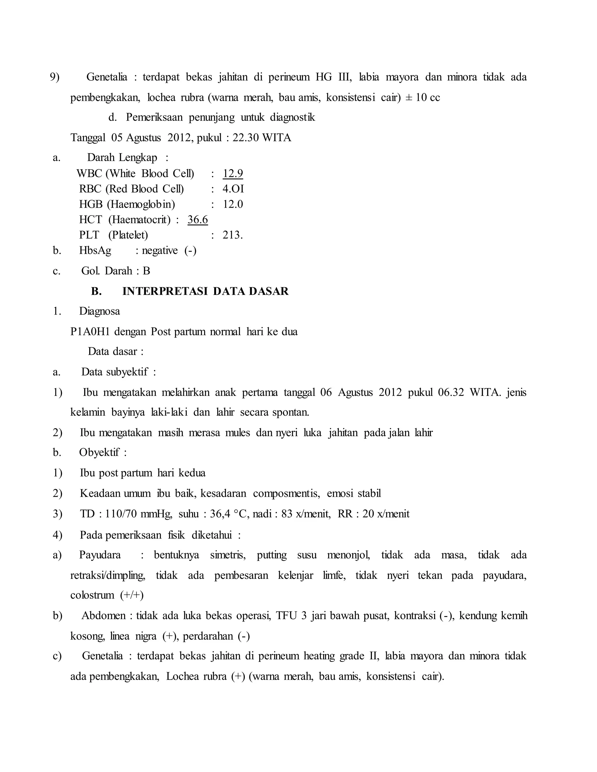 Contoh laporan kasus nifas menggunakan langkah varne1 | DOCX
