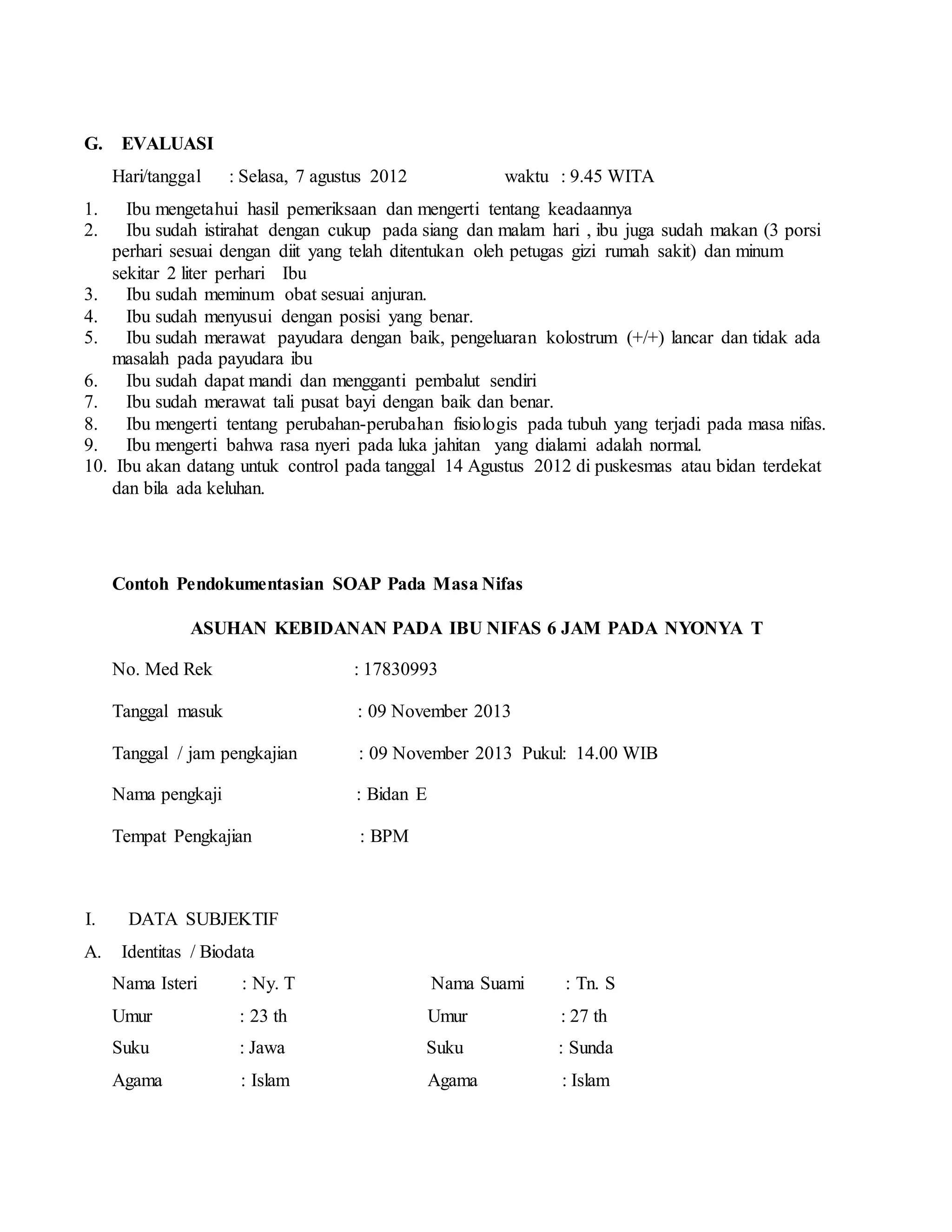 Contoh laporan kasus nifas menggunakan langkah varne1 | DOCX
