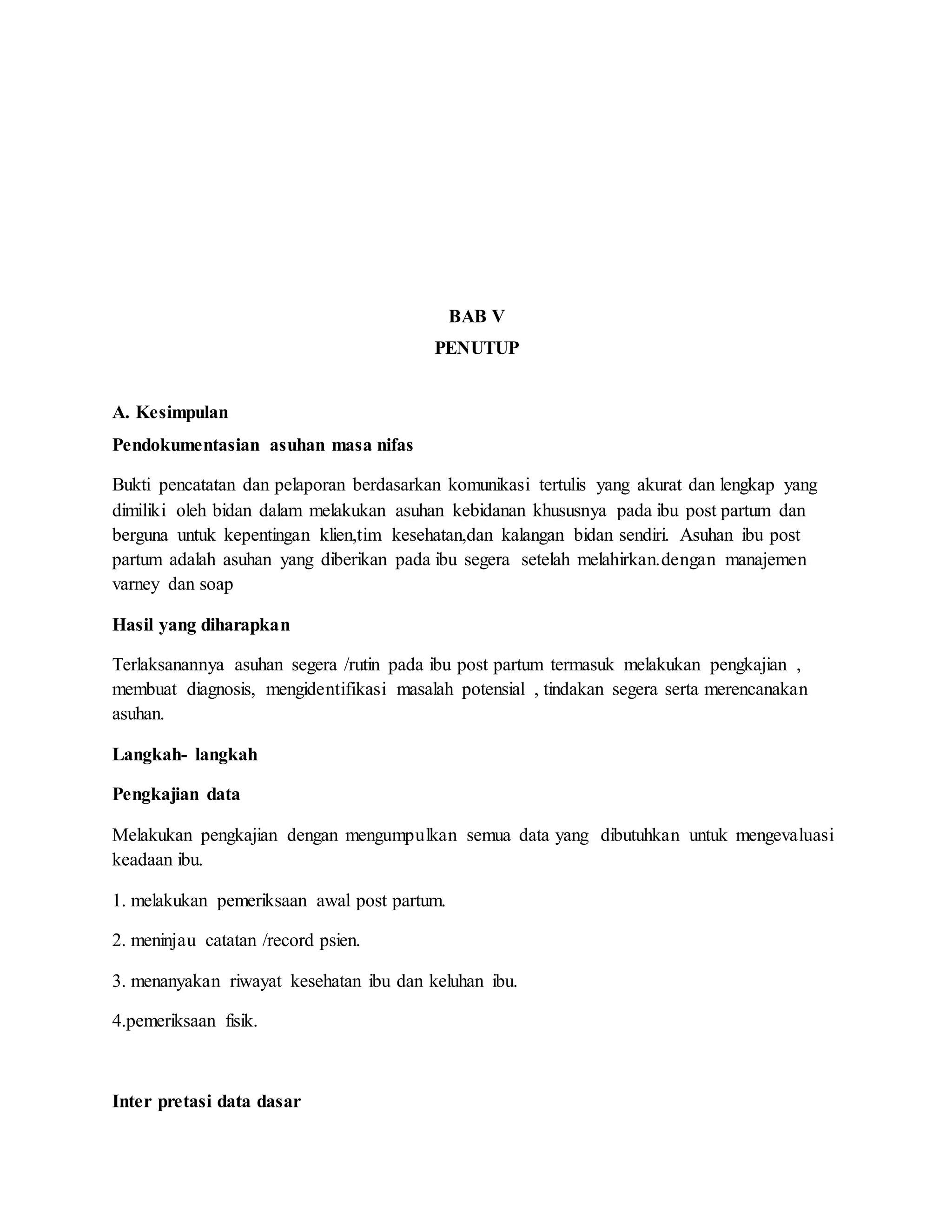 Contoh laporan kasus nifas menggunakan langkah varne1 | DOCX