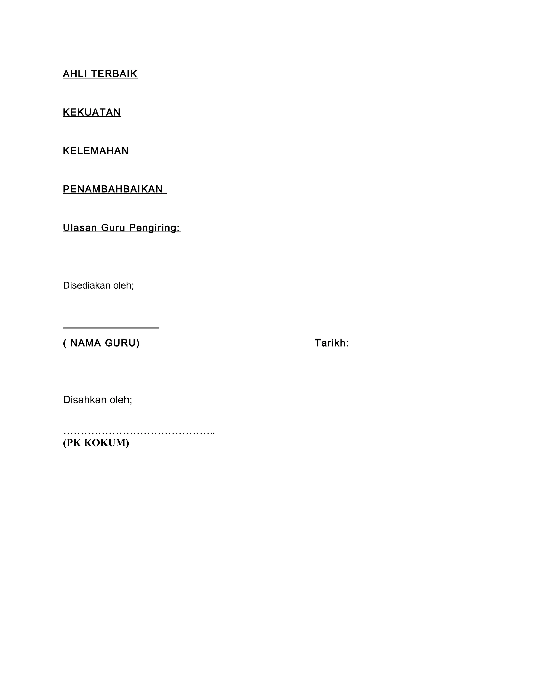 Contoh laporan kokum | DOC