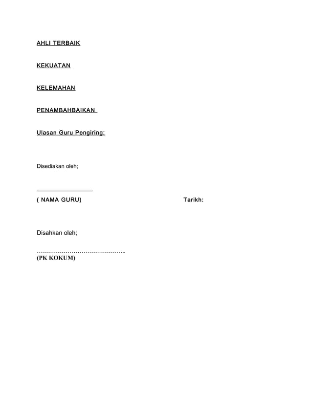 Contoh laporan kokum | DOC