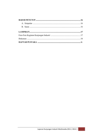 Contoh laporan kunjungan industri | PDF