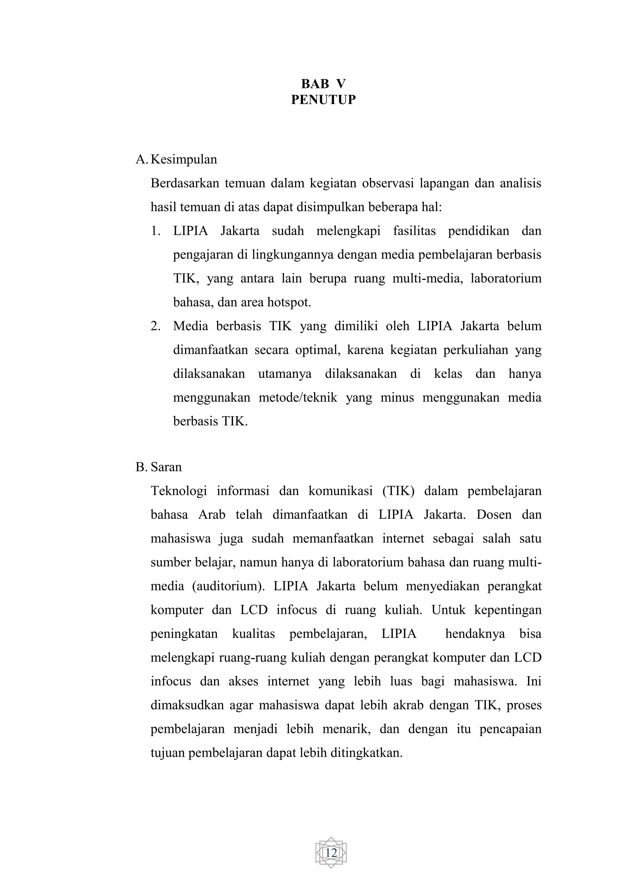 Contoh laporan observasi lapangan | DOCX