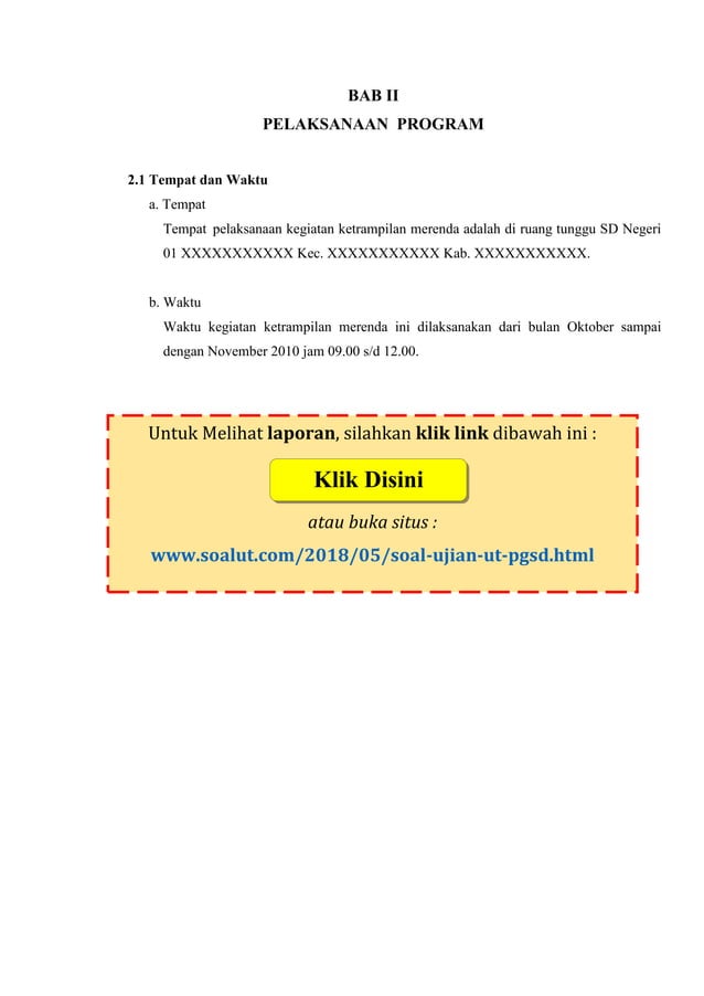 Contoh Laporan PBK UT PGSD PDGK4306 Pembelajaran Berwawasan Kemasyarakatan | PDF