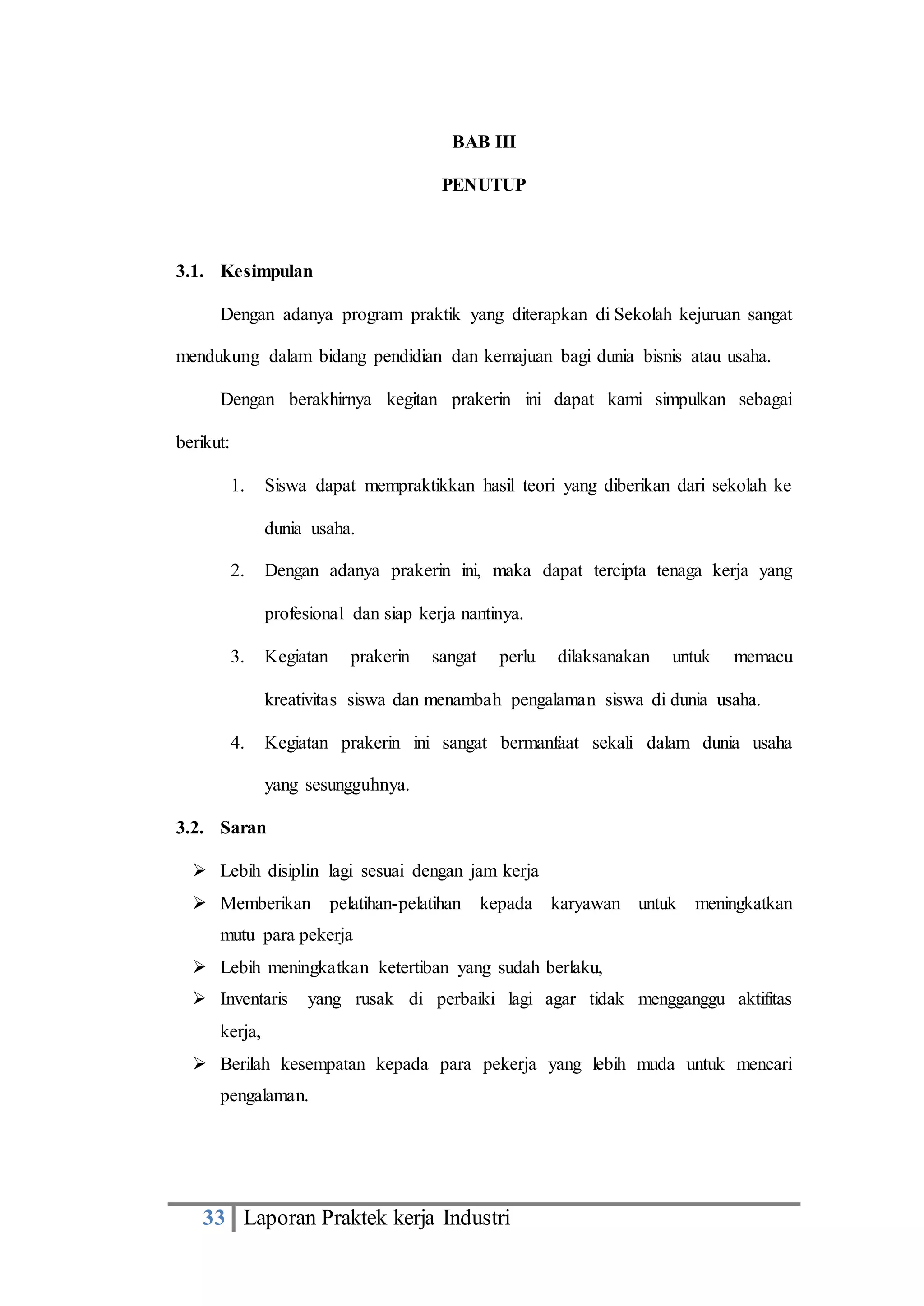 Contoh laporan pkl ( prakerin ) tkj | DOCX
