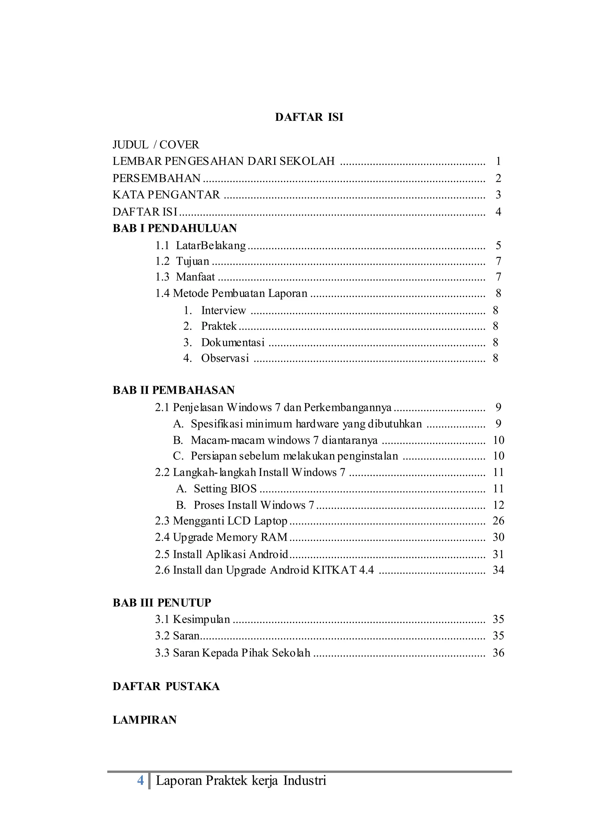 Contoh laporan pkl ( prakerin ) tkj | DOCX