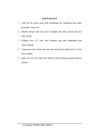 Contoh laporan pkl ( prakerin ) tkj | DOCX