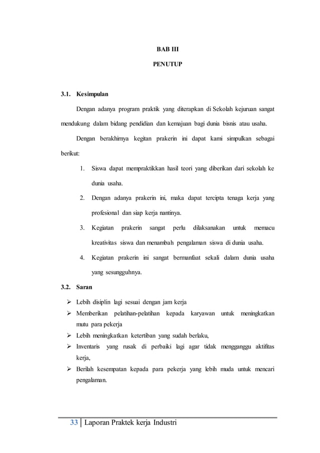 Contoh laporan pkl ( prakerin ) tkj | DOCX