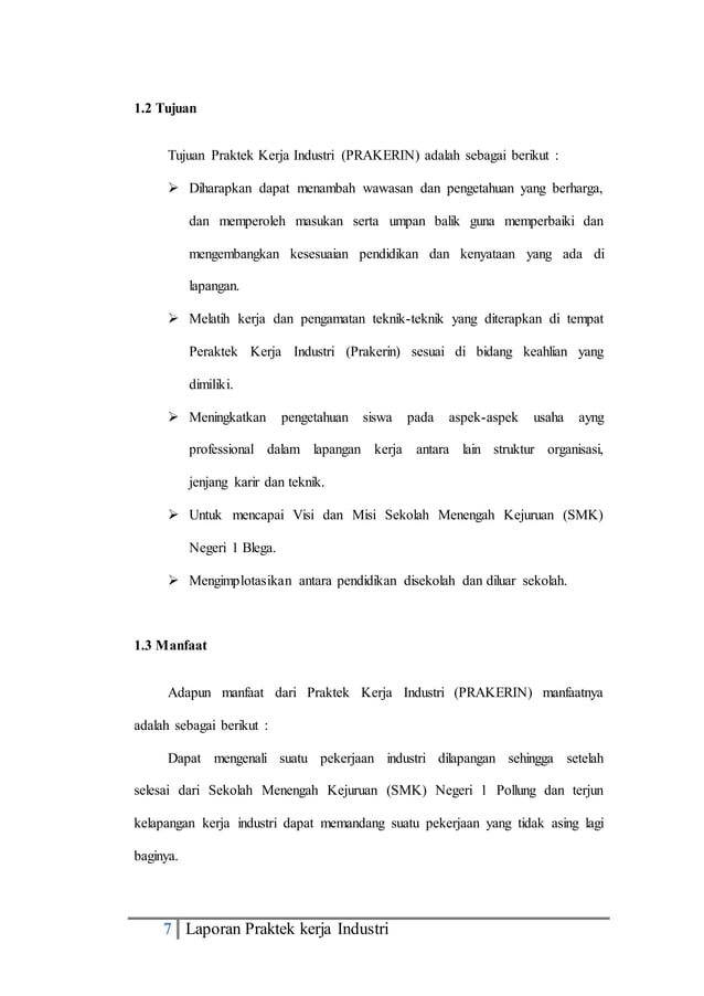 Contoh laporan pkl ( prakerin ) tkj | DOCX