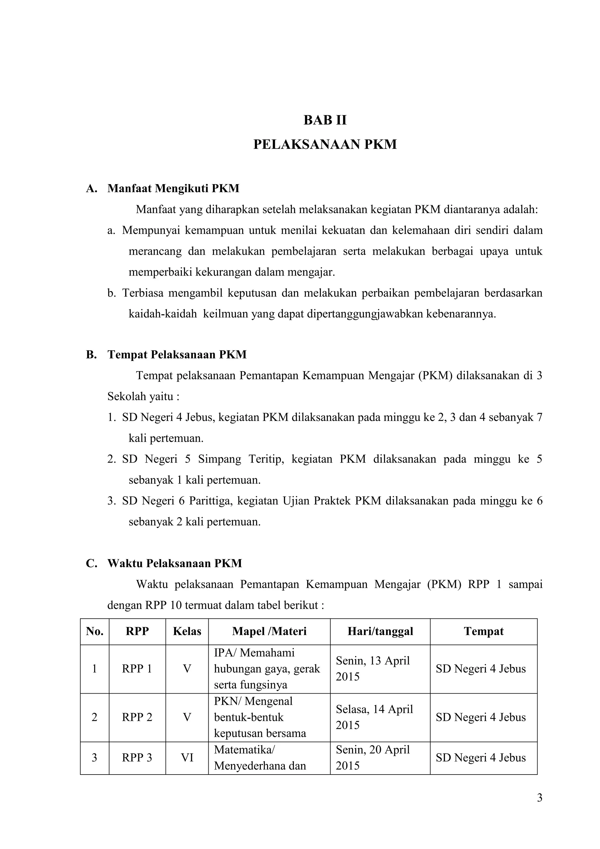 Contoh Laporan PKM UT PGSD - Pemantapan Kemampuan Mengajar PDGK4209 | PDF