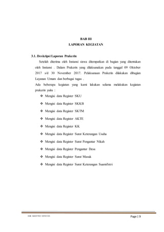 Contoh laporan prakerin | DOCX