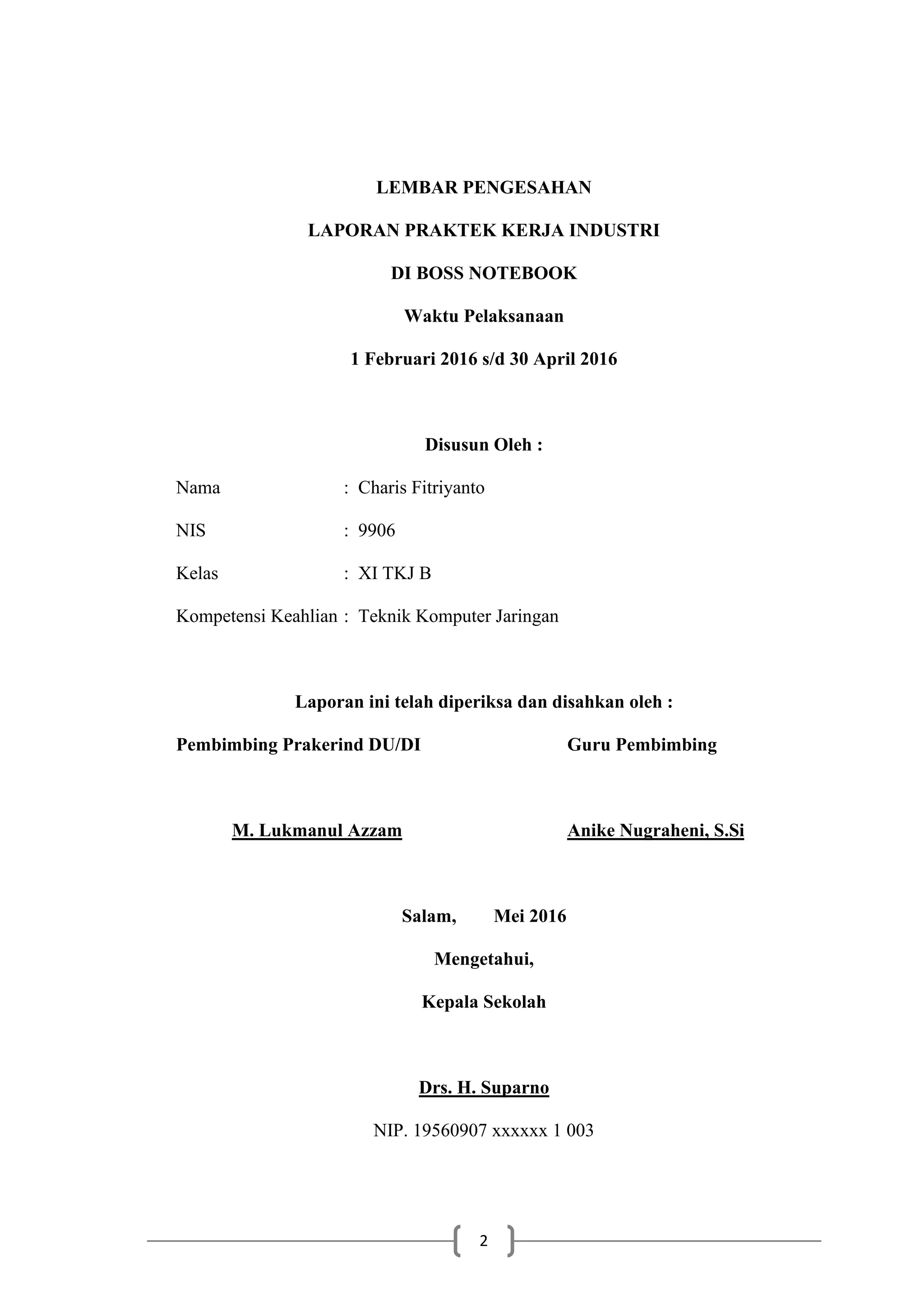 (NEW) Contoh laporan prakerin smk (teknik komputer dan jaringan) full version | PDF