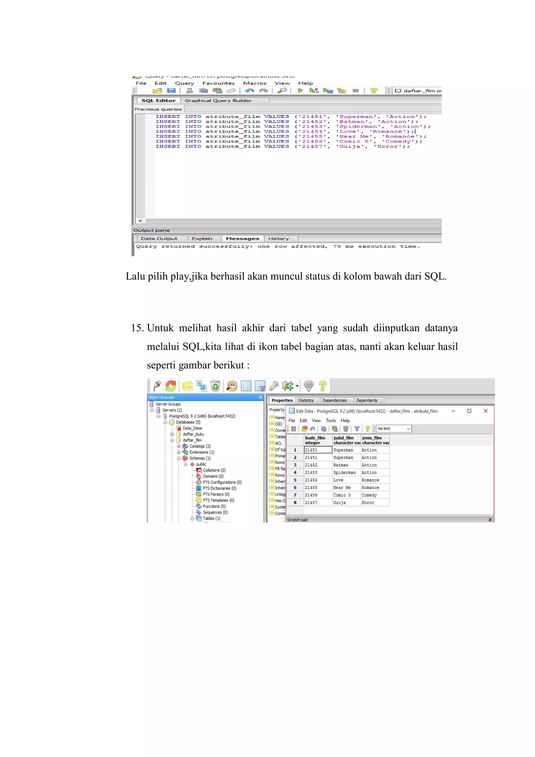 Praktikum Sistem Basis Data menggunakan PostgresSQL | PDF