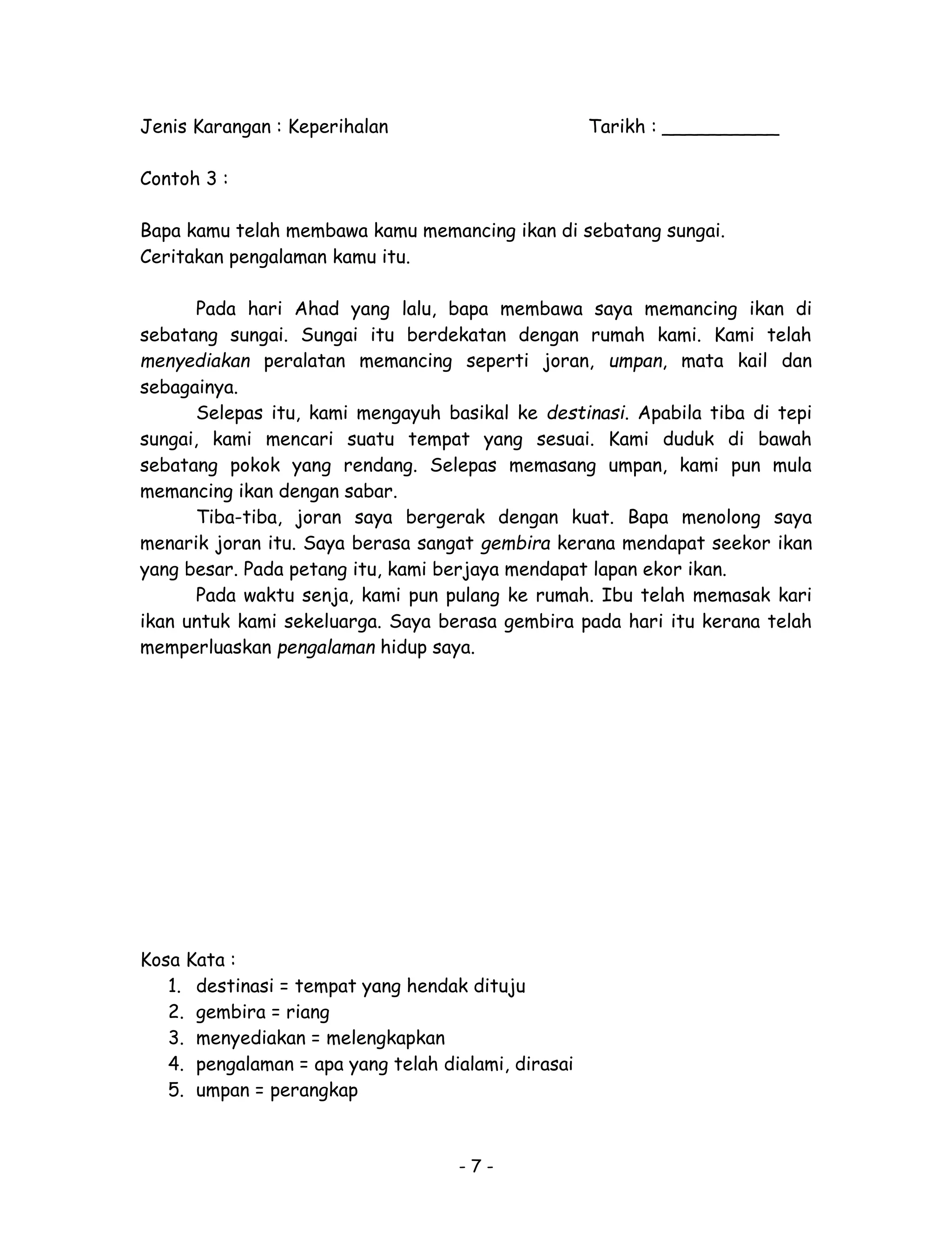 Contoh Latihan Karangan Upsr Pdf