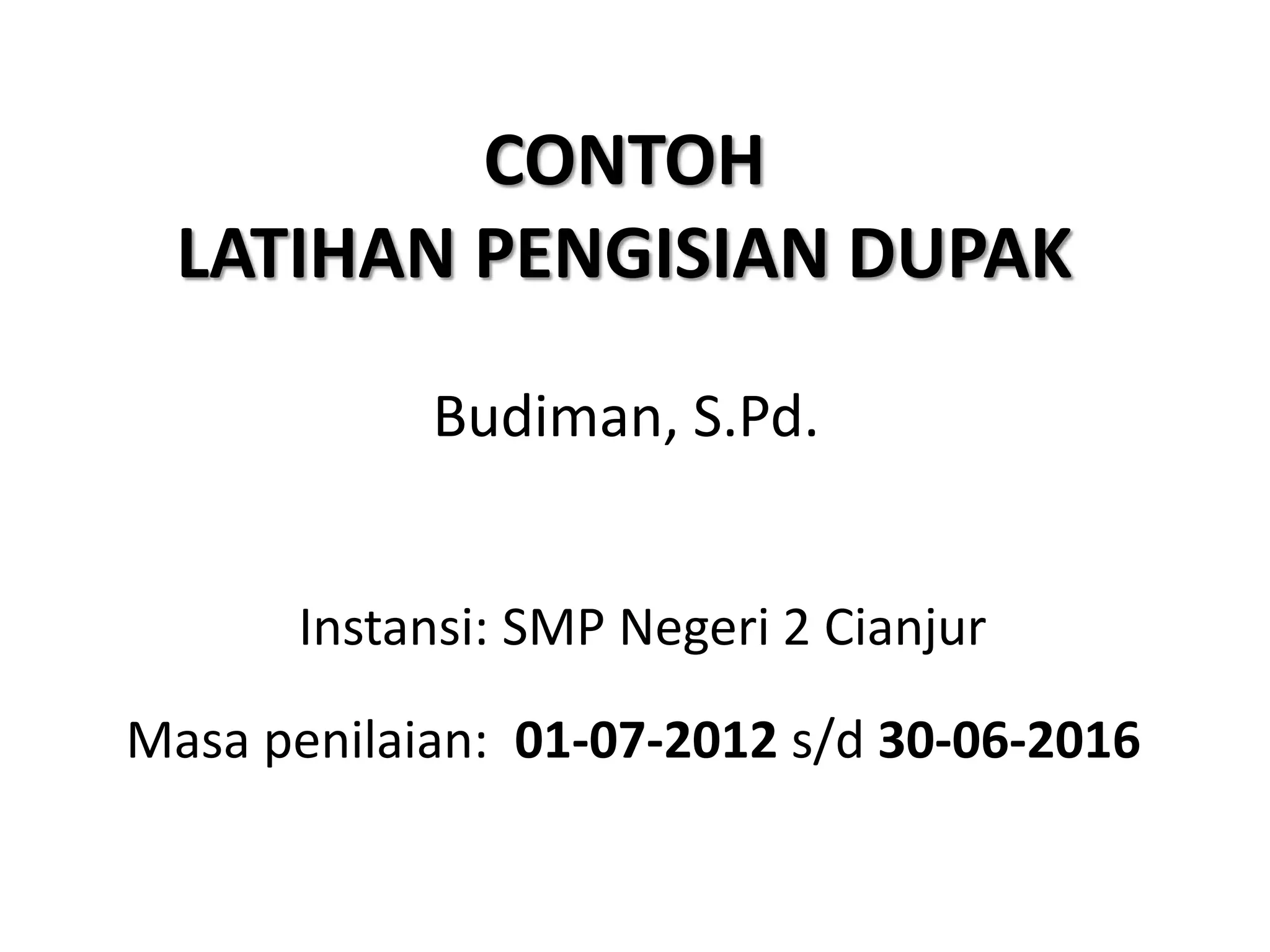Contoh latihan pengisian dupak | PPTX