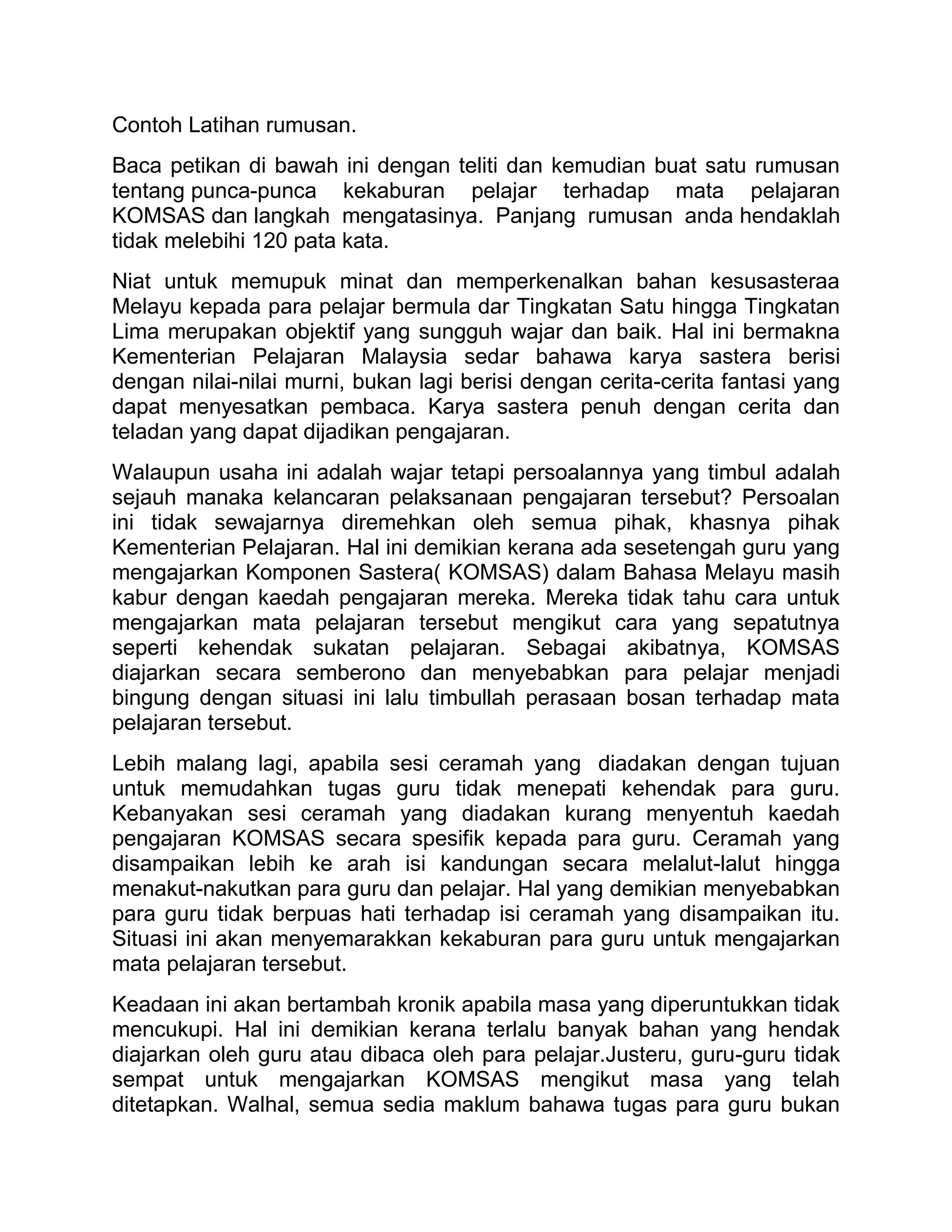 Contoh latihan rumusan | DOCX