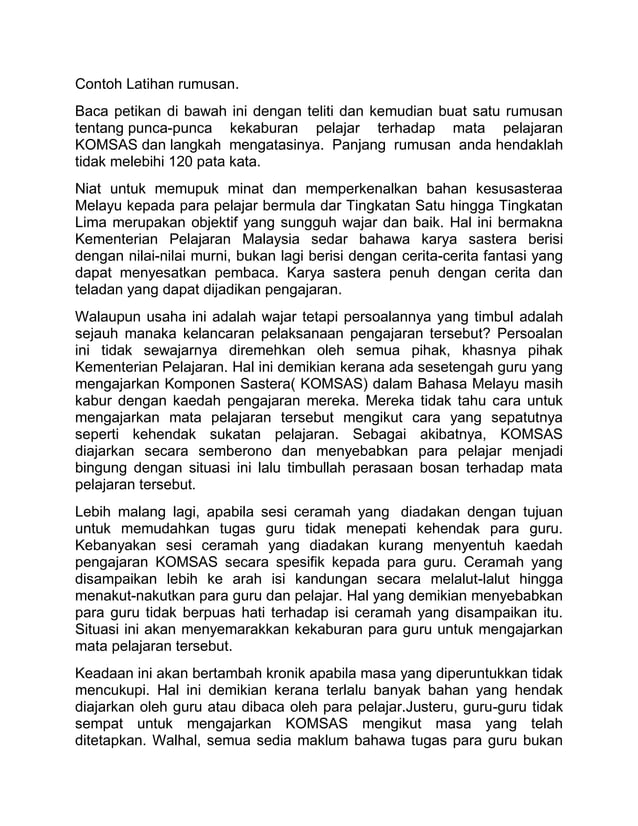 Contoh latihan rumusan | DOCX
