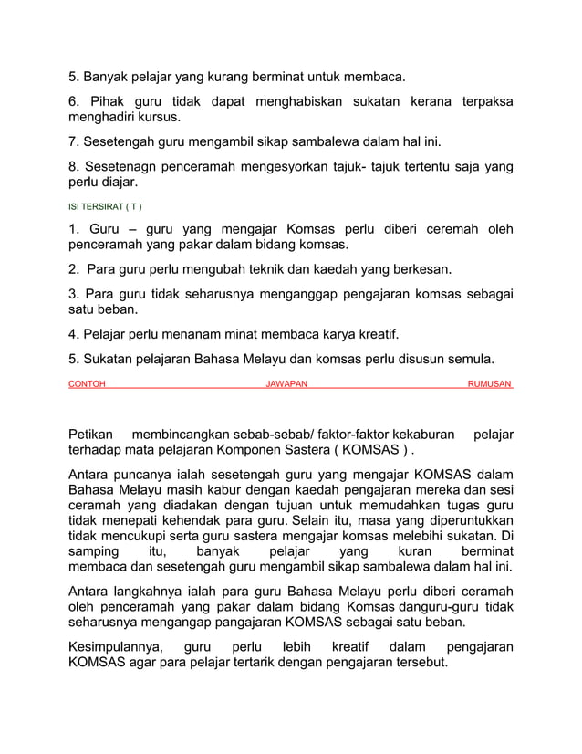 Contoh latihan rumusan | DOCX