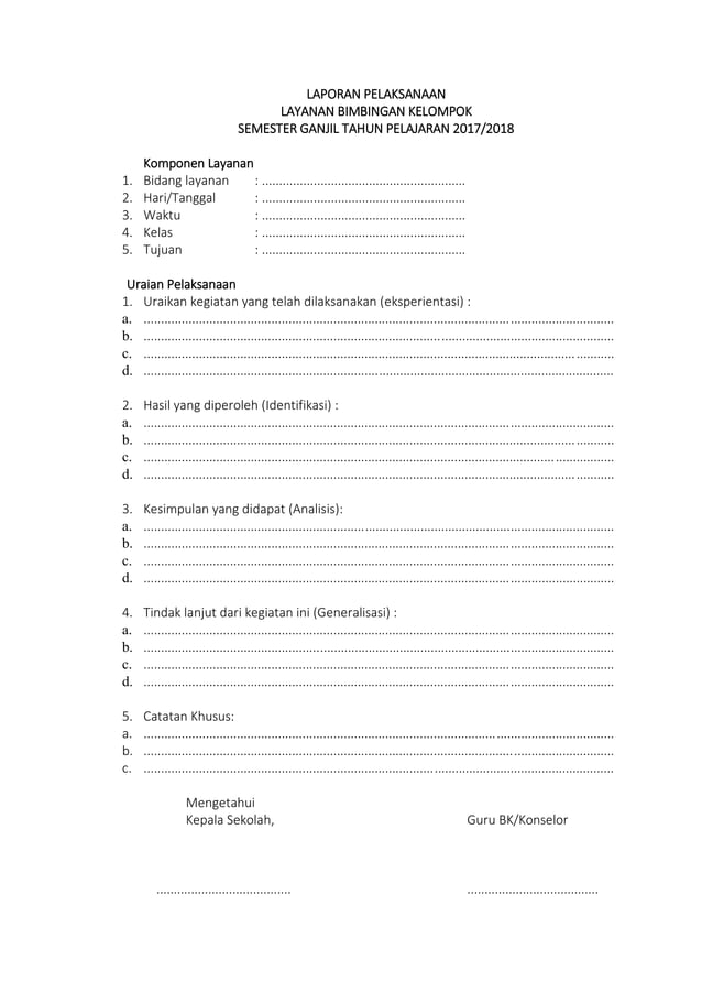 Contoh lembar pelaporan bkp | PDF