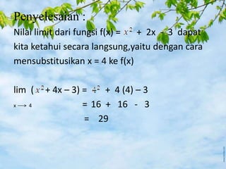 Contoh Limit Fungsi Aljabar | PPTX
