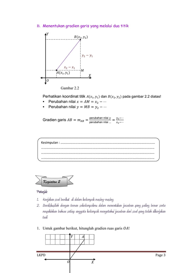 Contoh lkpd kelas viii smp semester 1 (gradien) | DOCX
