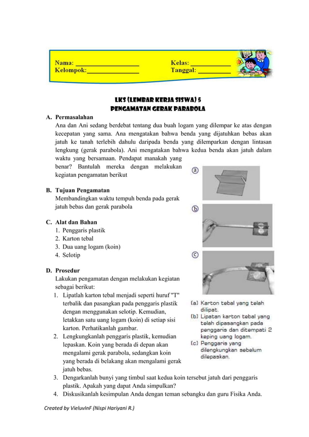 Contoh lks materi kinematika dengan analisis vektor | PDF