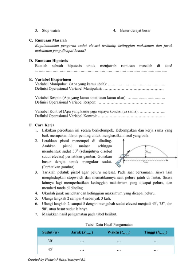 Contoh lks materi kinematika dengan analisis vektor | PDF
