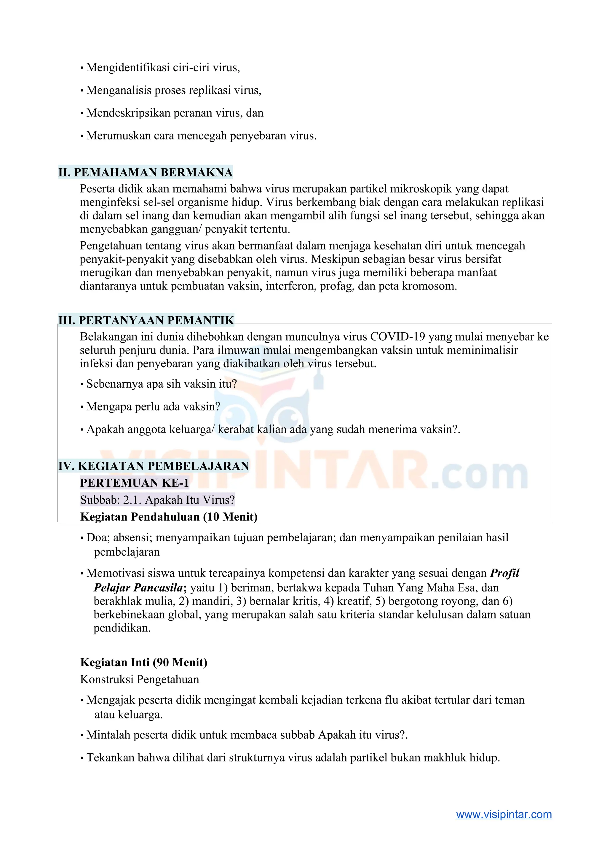 Modul Ajar Biologi SMA Kelas 10 Kurikulum Merdeka | DOCX