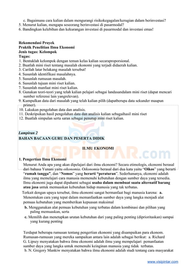 Modul Ajar Ekonomi SMA Kelas 10 Kurikulum Merdeka | DOCX